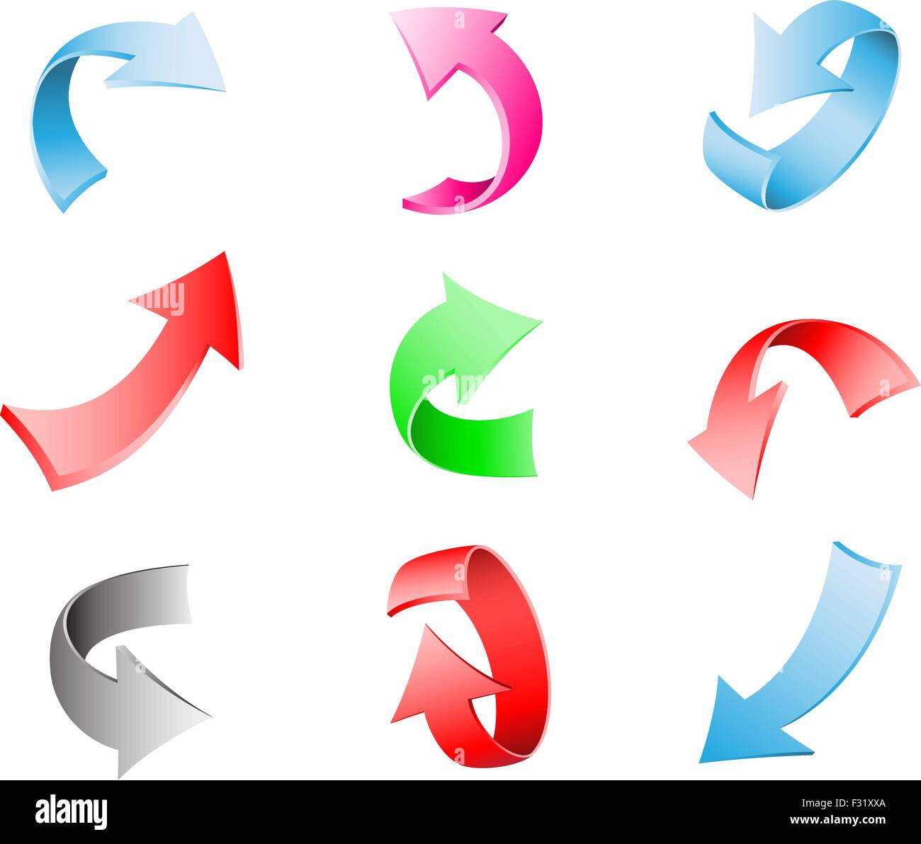 Different multi-colored 3d arrows isolated on the white background ...