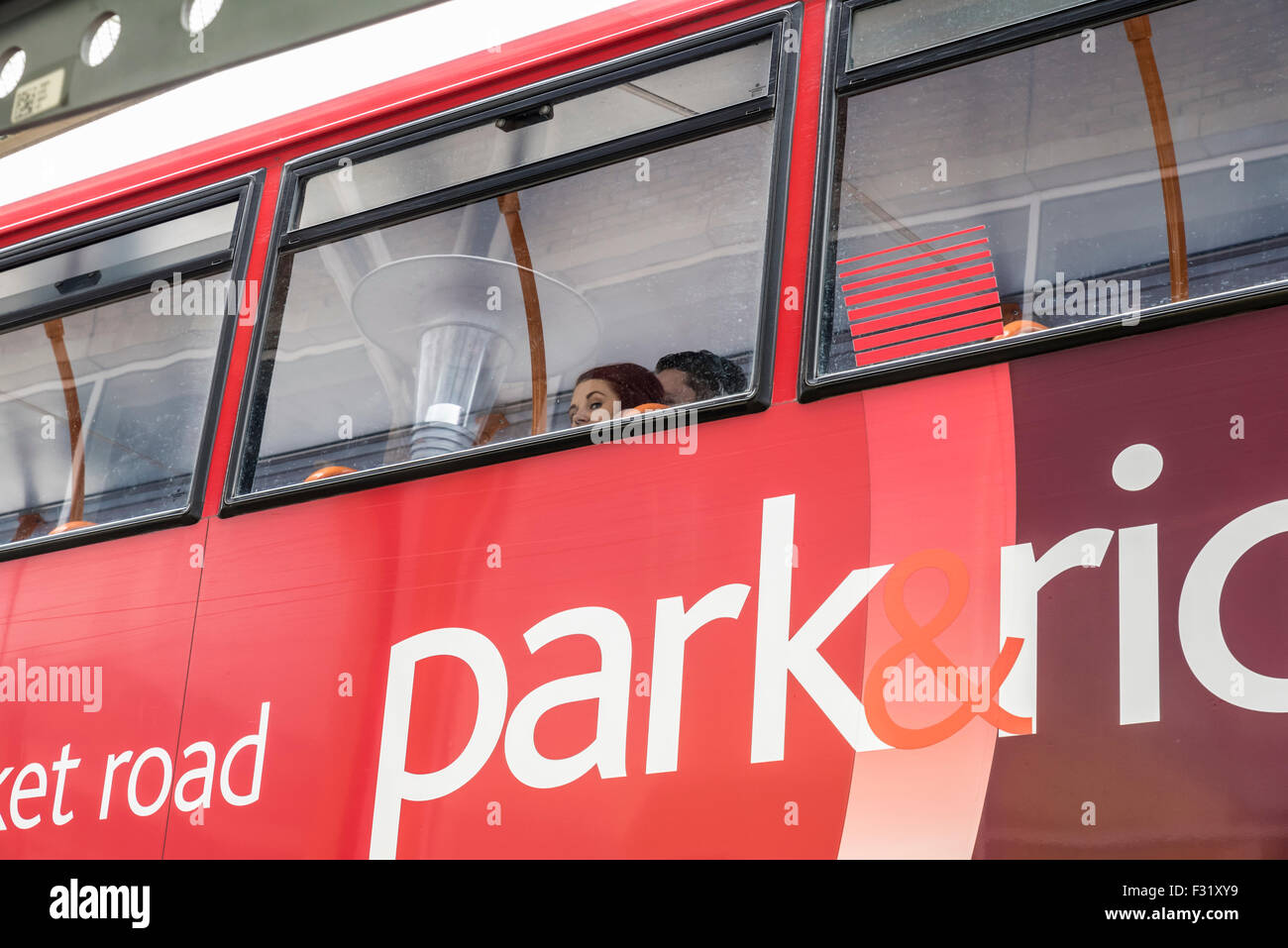 Park and ride bus at bus stop in Cambridge Cambridgeshire England Stock ...