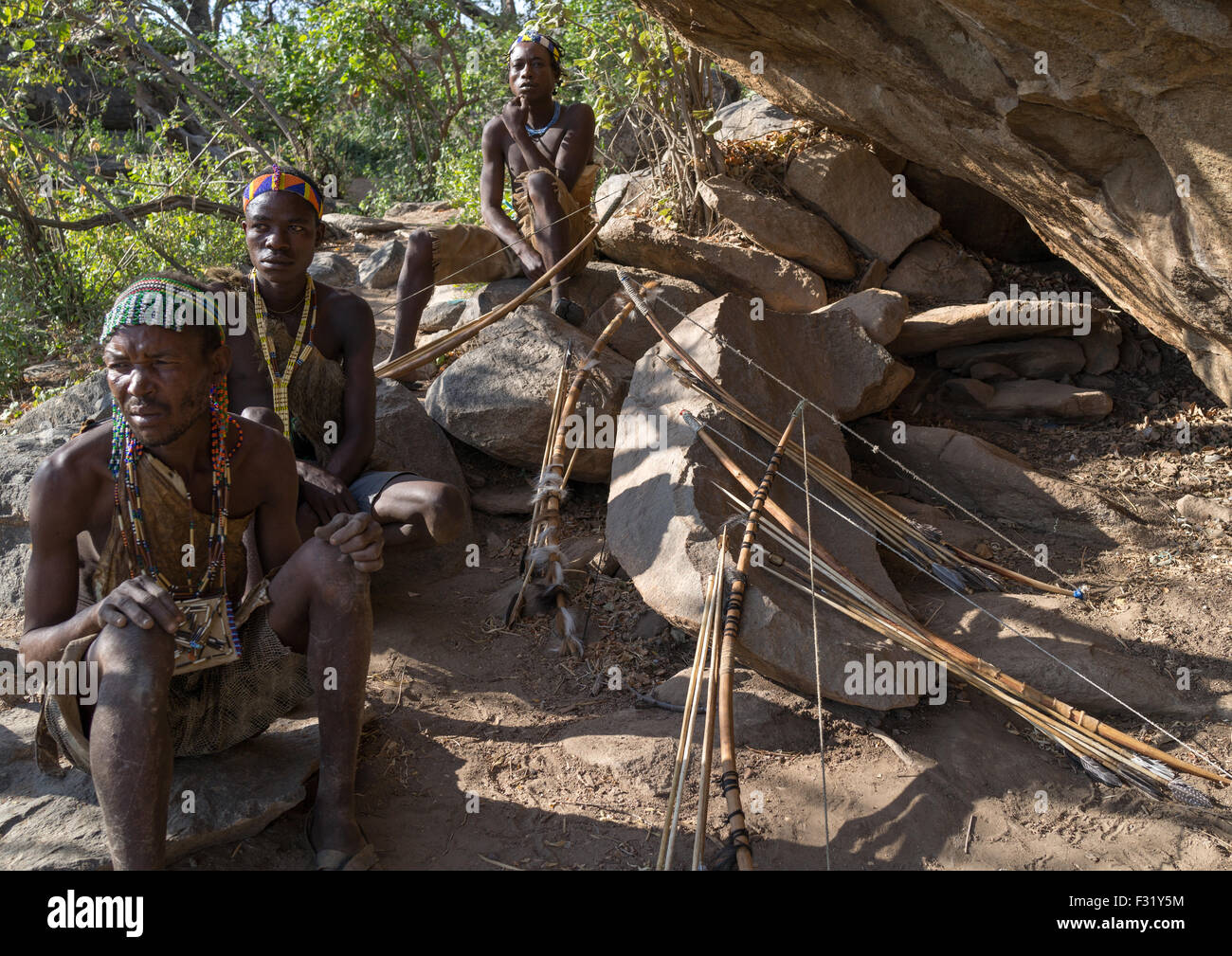 Hadzabe Man Hunting With Bow And Arrow High Resolution Stock ...