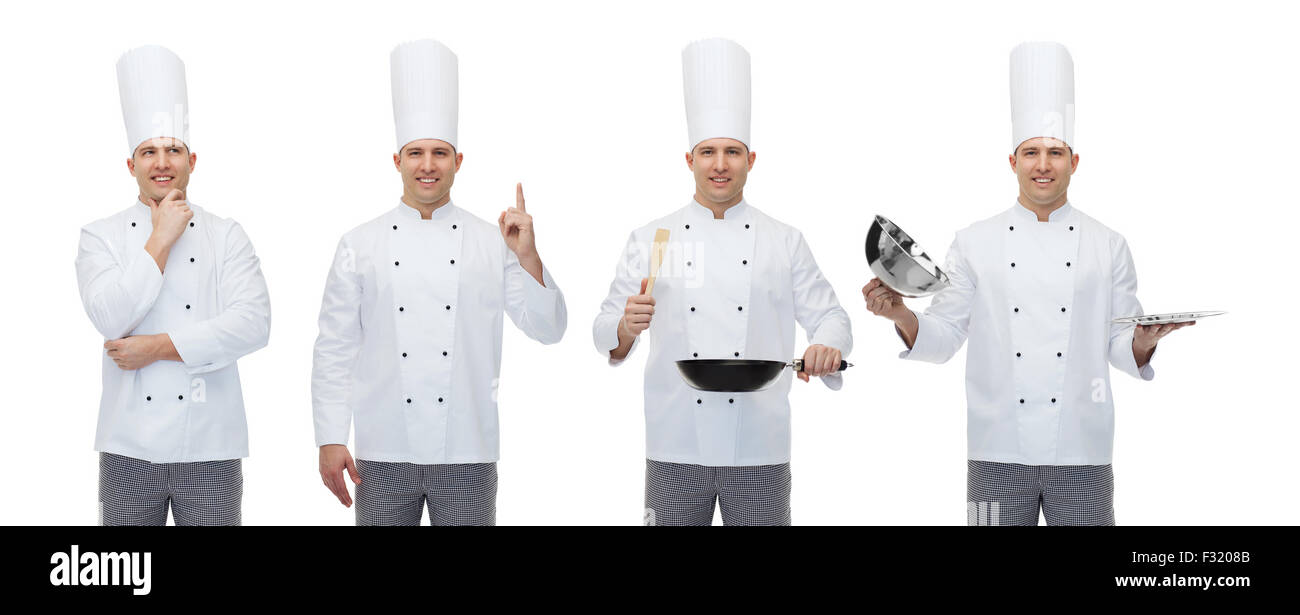 happy male chef with kitchen utensils Stock Photo - Alamy