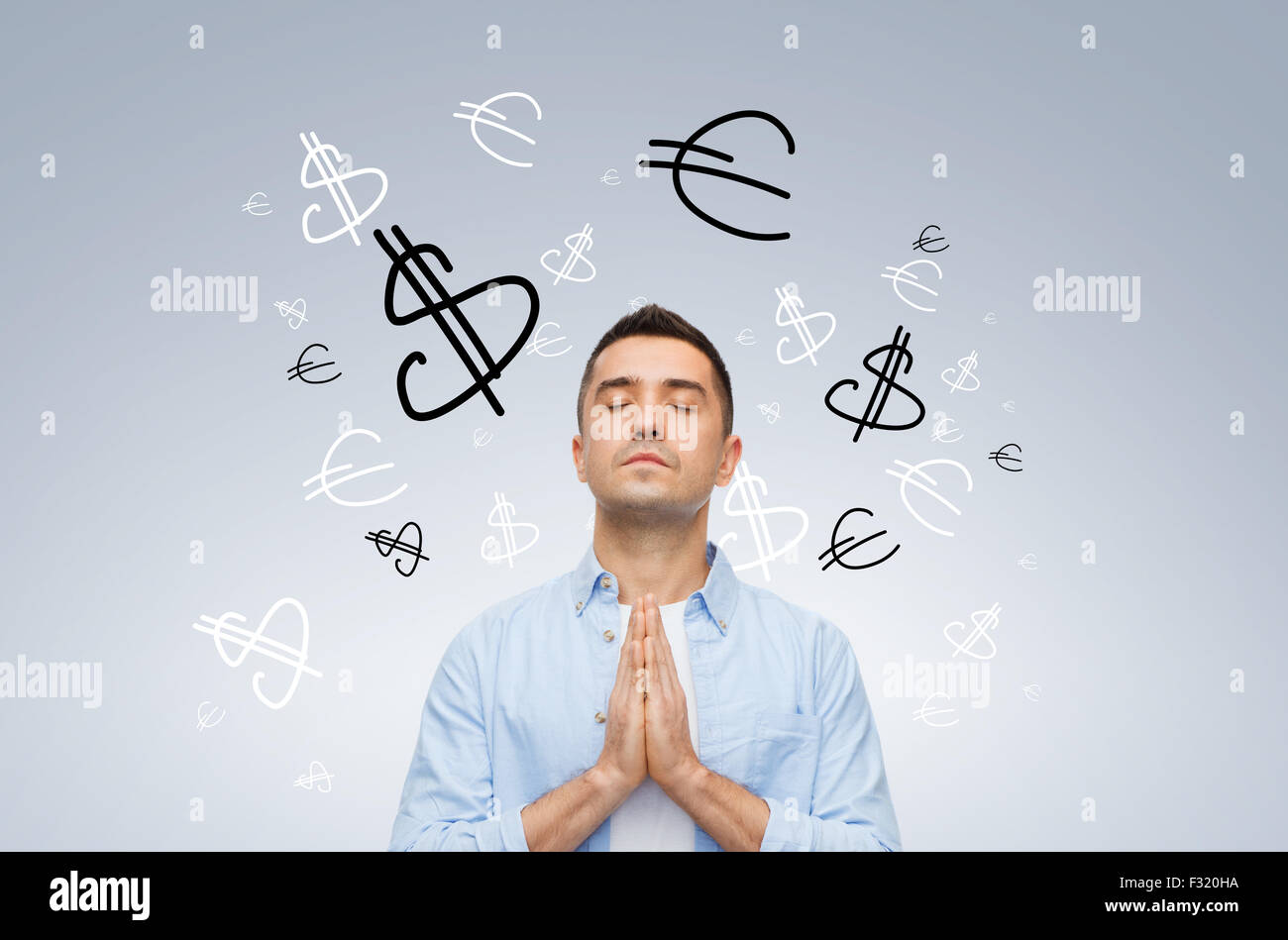 happy man praying god for money Stock Photo - Alamy