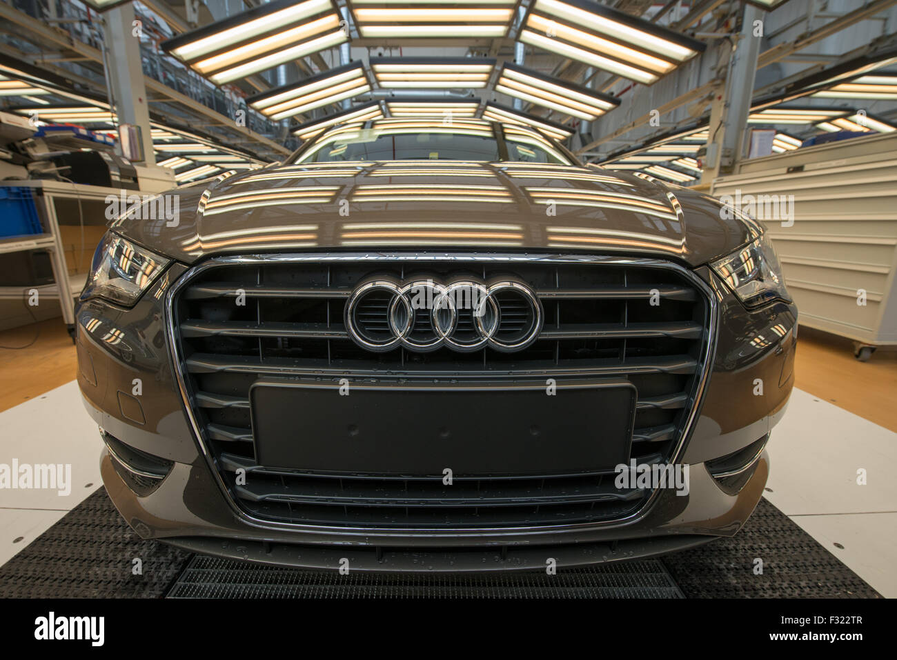 An Audi A3 sits at the end of the production line in Ingolstadt ...