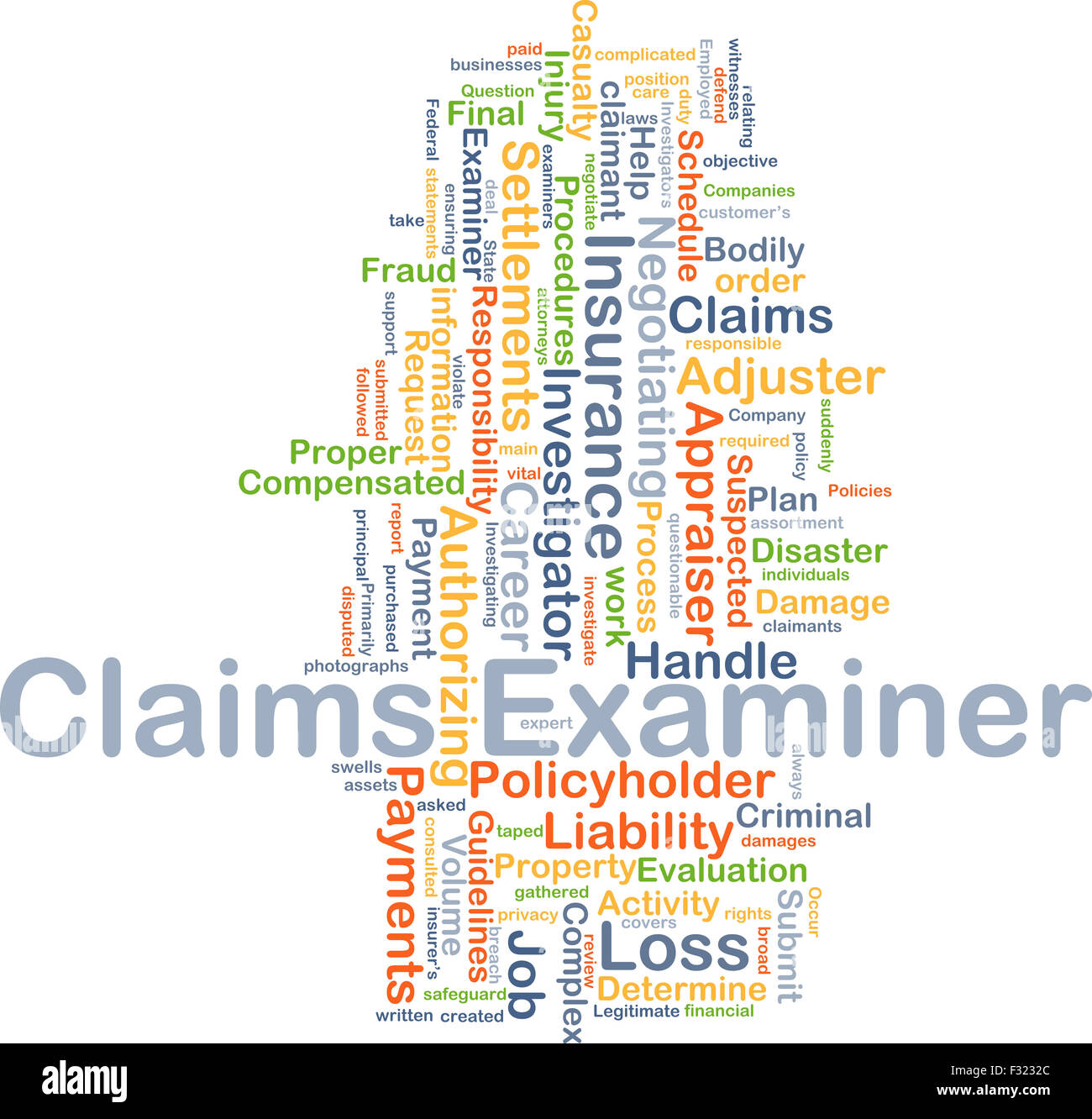 Background concept wordcloud illustration of claims examiner Stock ...