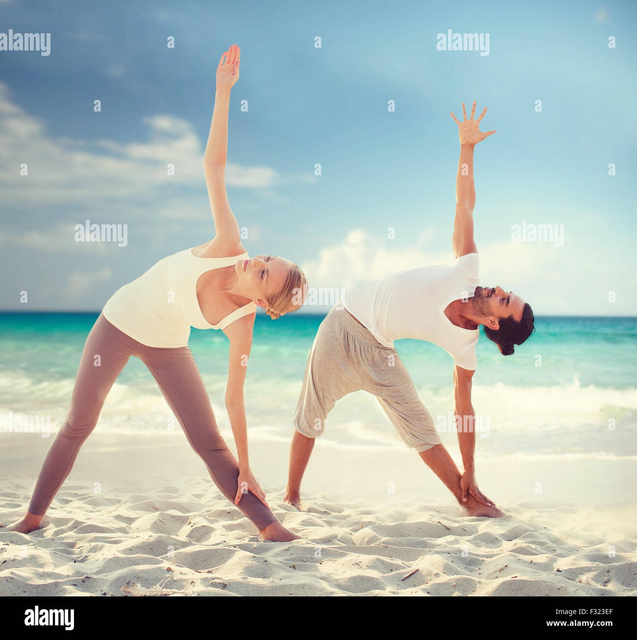 Woman exercises beach water hi-res stock photography and images - Alamy