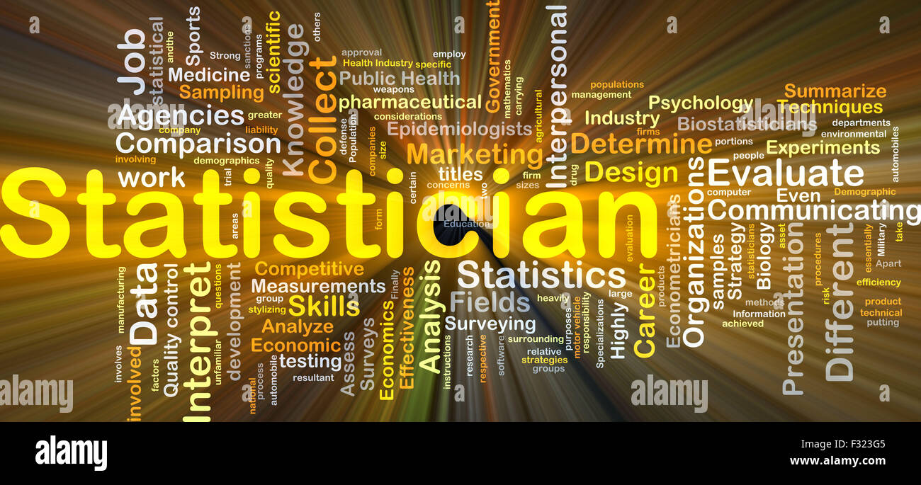 Background concept wordcloud illustration of statistician glowing light ...