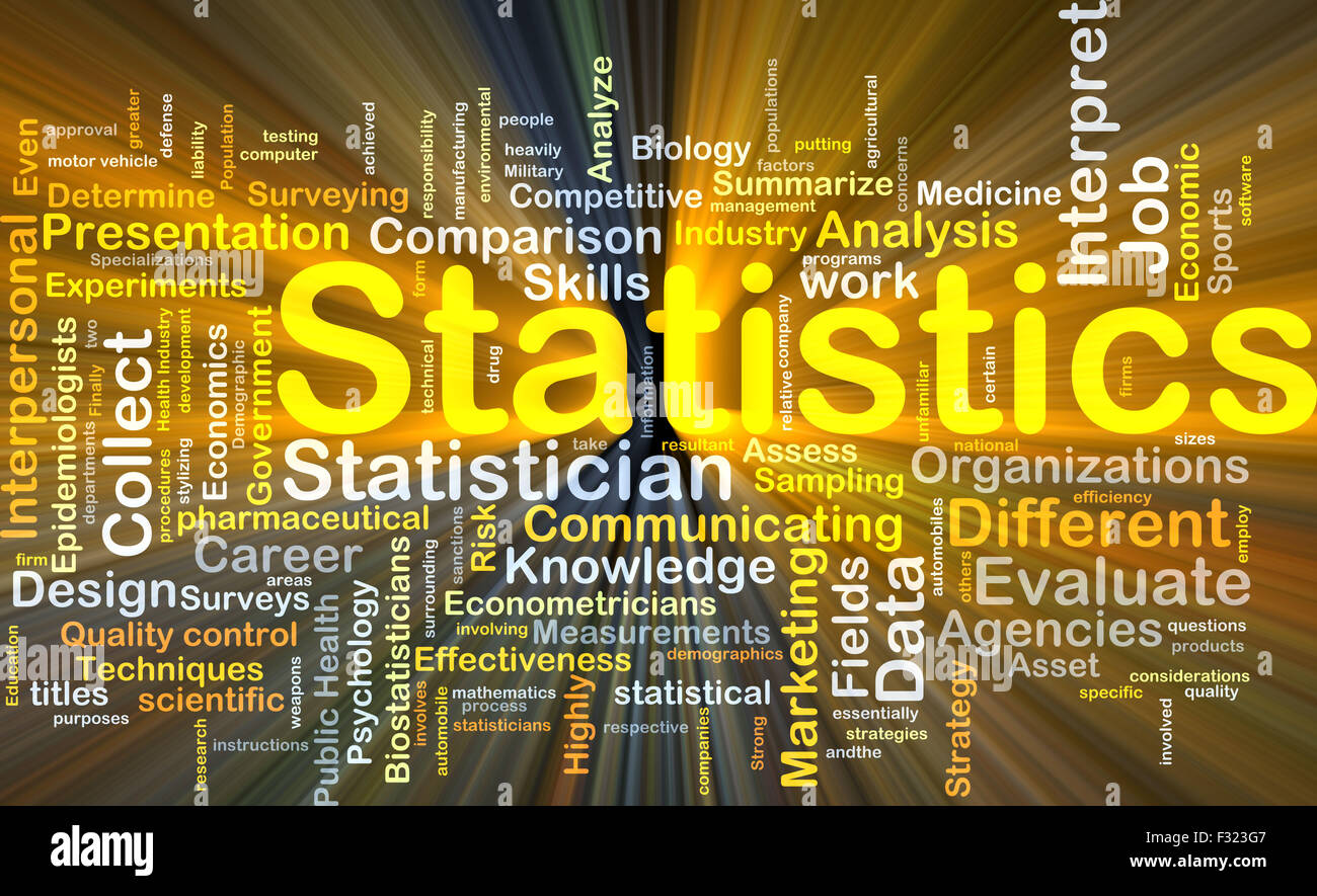 Background concept wordcloud illustration of statistics glowing light ...