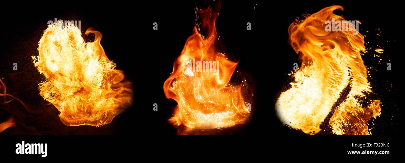 Fire explosion isolated on black background Stock Photo - Alamy