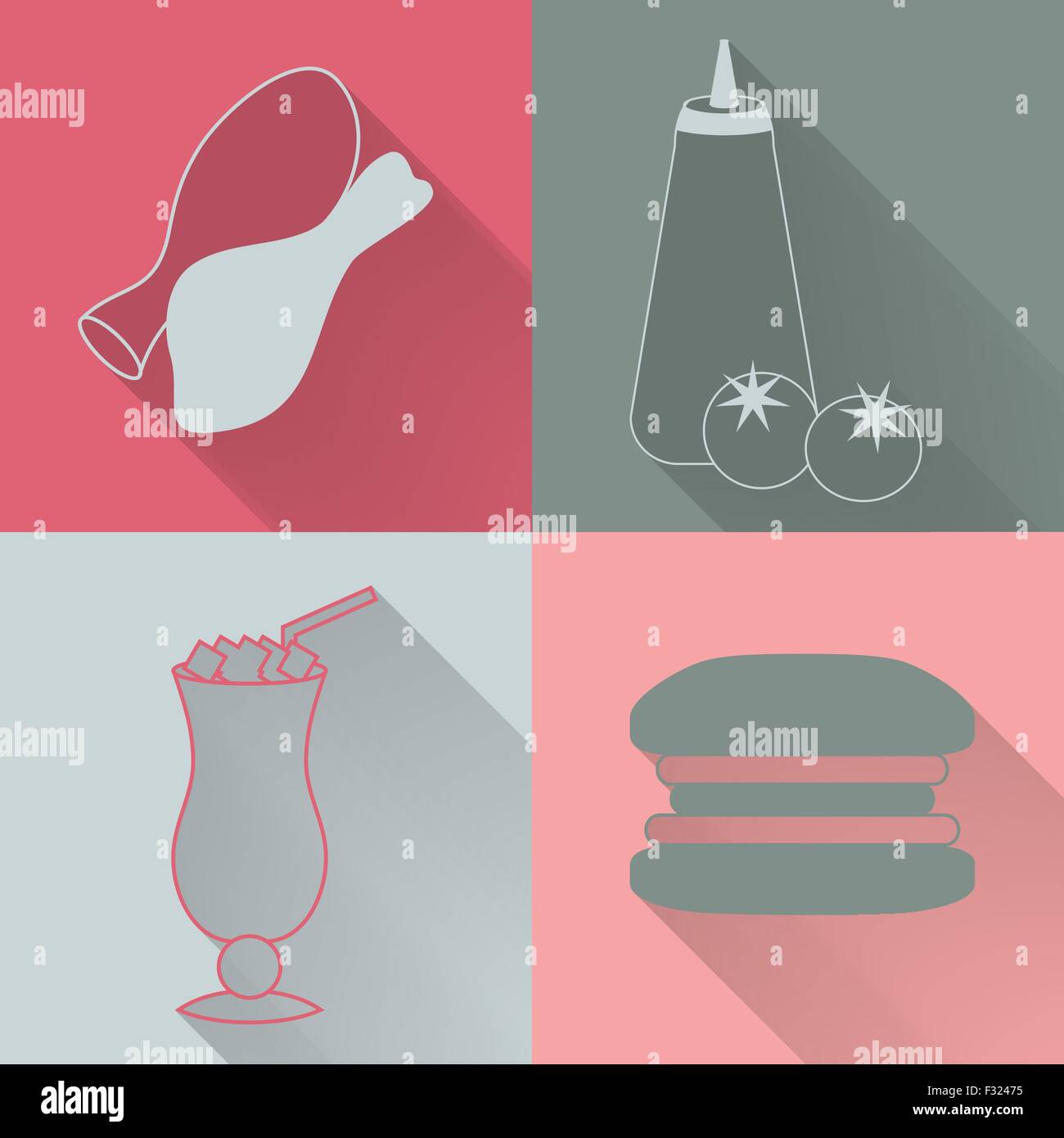Set of four colored fast food icons Stock Vector Image & Art - Alamy