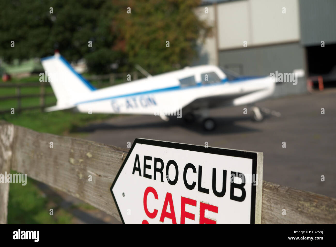Aero Club flying club a Piper Pa-28 Cherokee parked on the apron ...