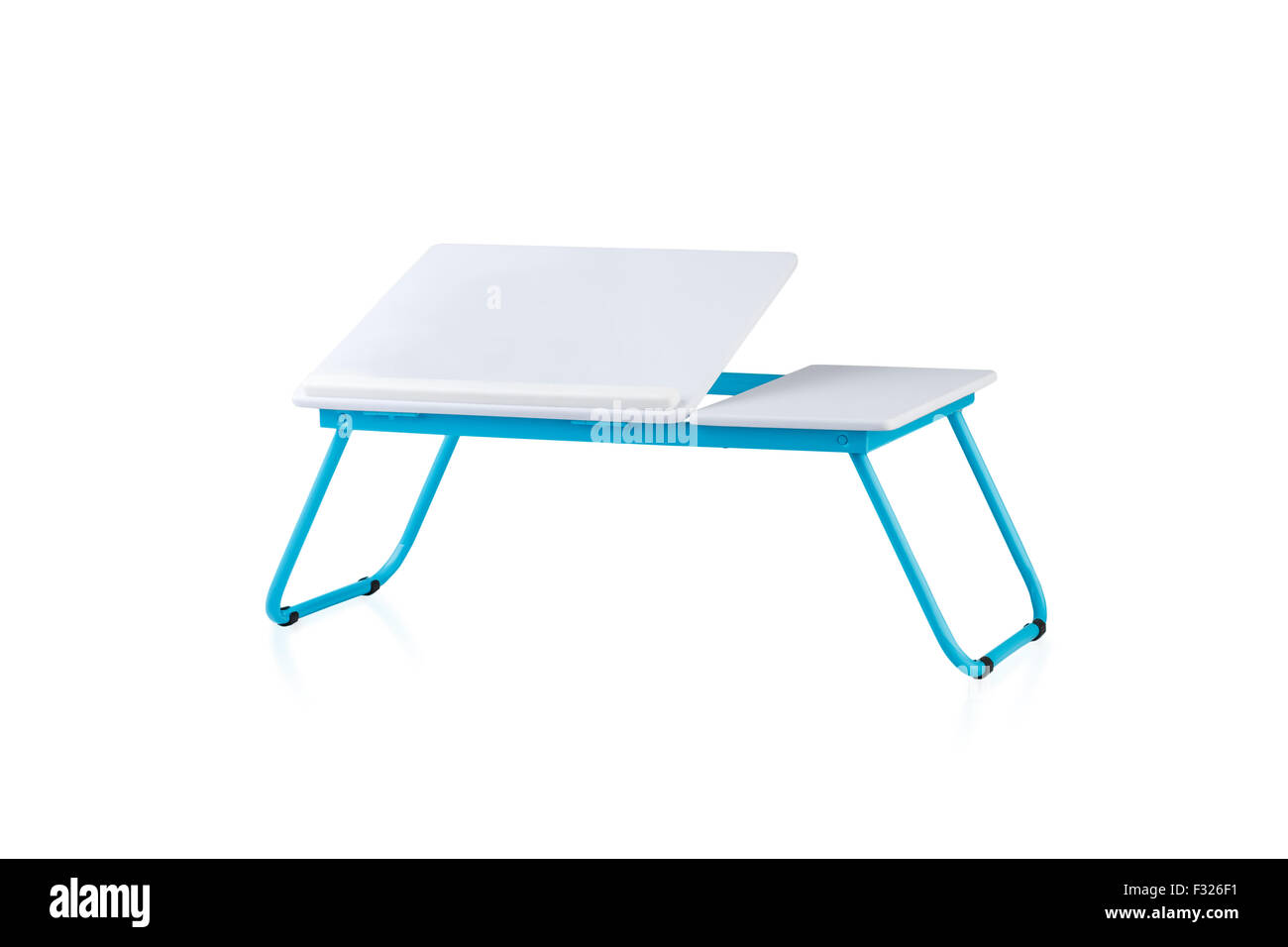 Small fold able table isolated on white background Stock Photo - Alamy