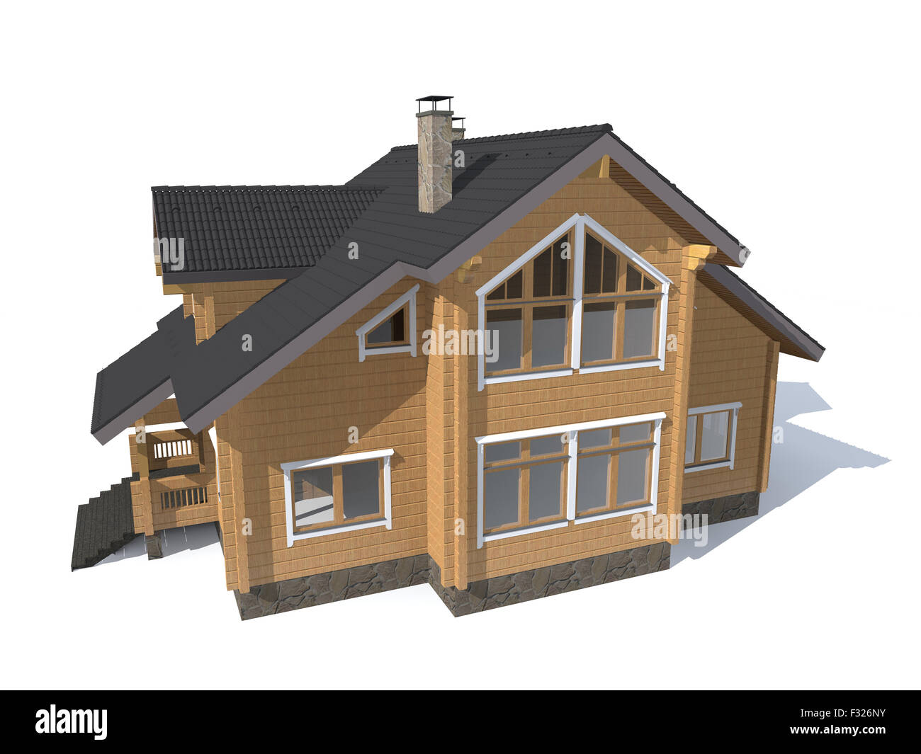 3D architecture model gray house isolated in white Stock Photo - Alamy