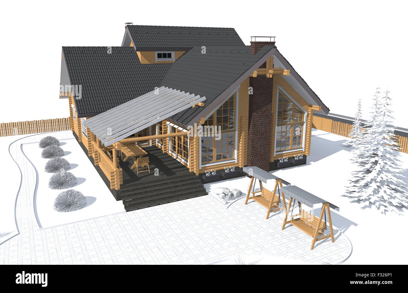 architecture model house gray with white environment 3D Stock Photo - Alamy