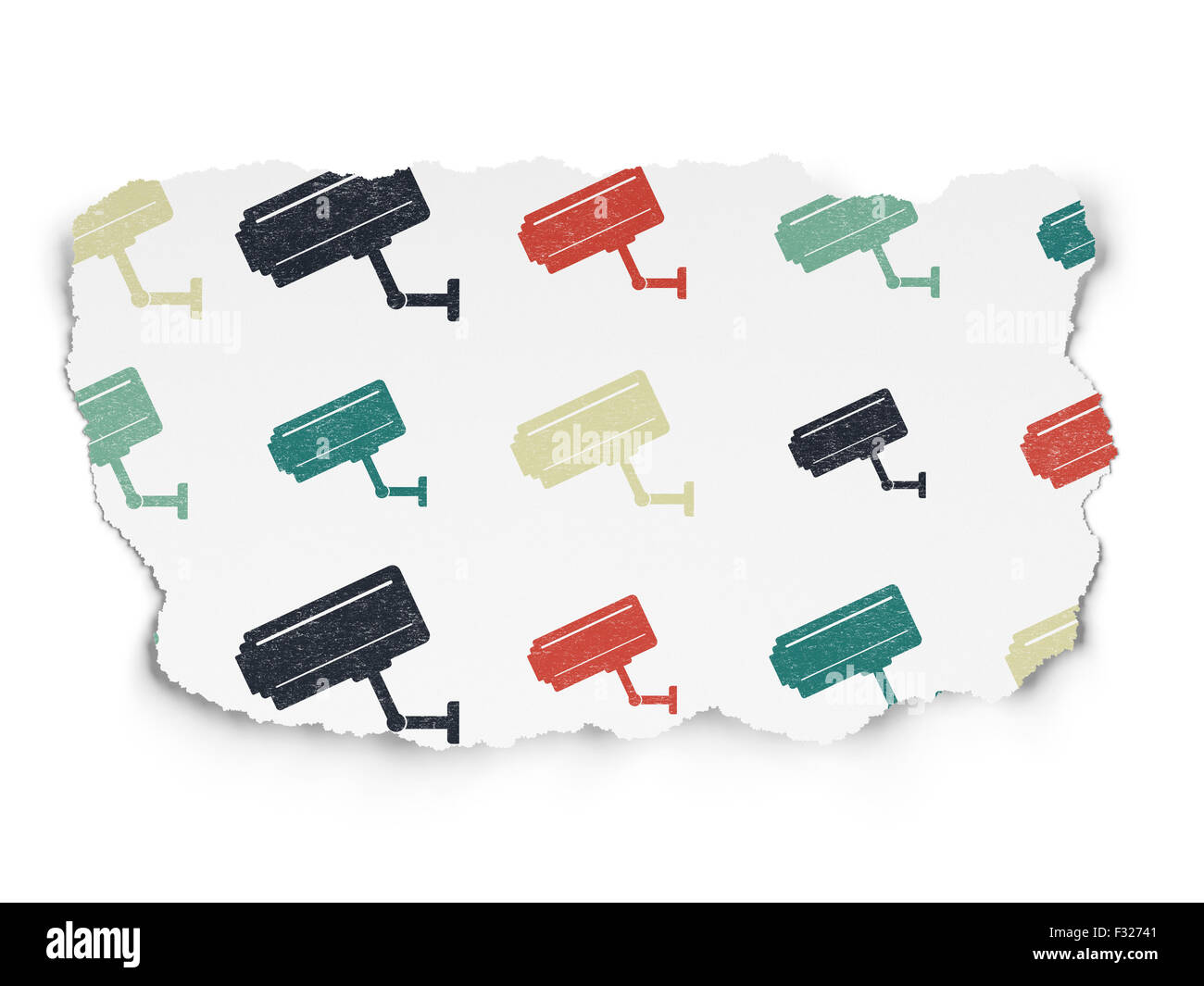 Safety concept: Cctv Camera icons on Torn Paper background Stock Photo ...