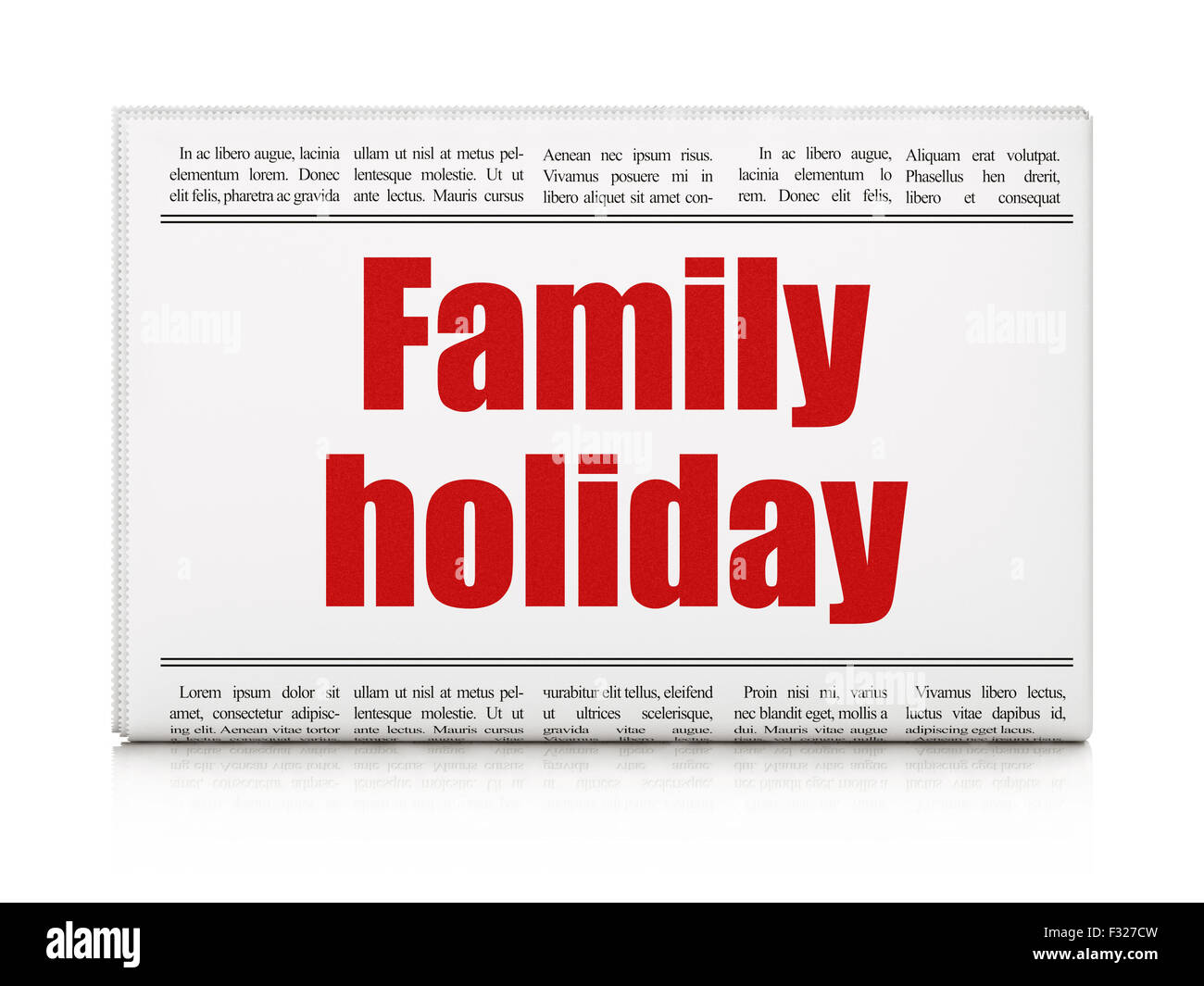 Travel concept: newspaper headline Family Holiday Stock Photo - Alamy