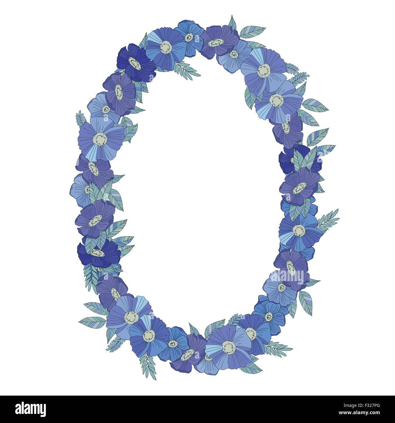 Blue floral border made with wildflowers Stock Vector Image & Art - Alamy