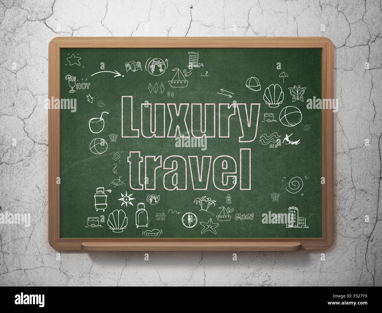 Travel concept: Luxury Travel on School Board background Stock Photo ...