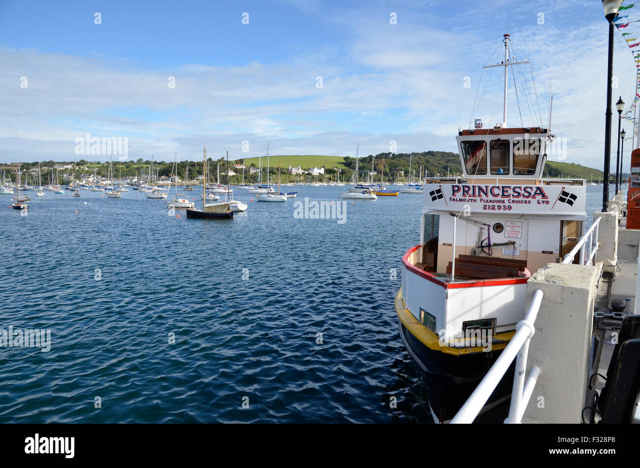 A tourist ferry on the river Fal at Falmouth in Cornwall Stock Photo ...