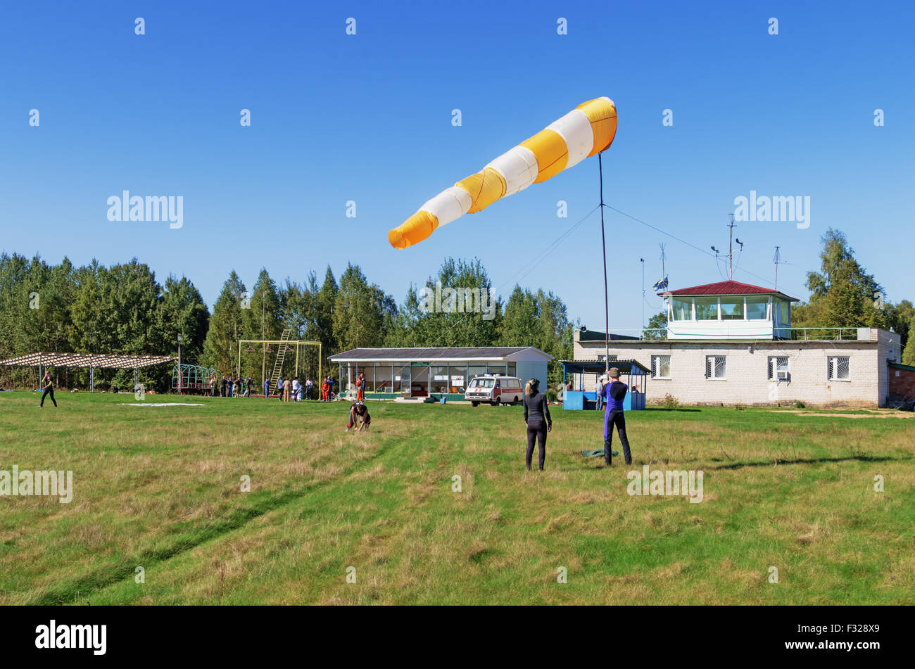 Parachutists - 2014. Assembly of a conical textile tube ( windsock) for ...