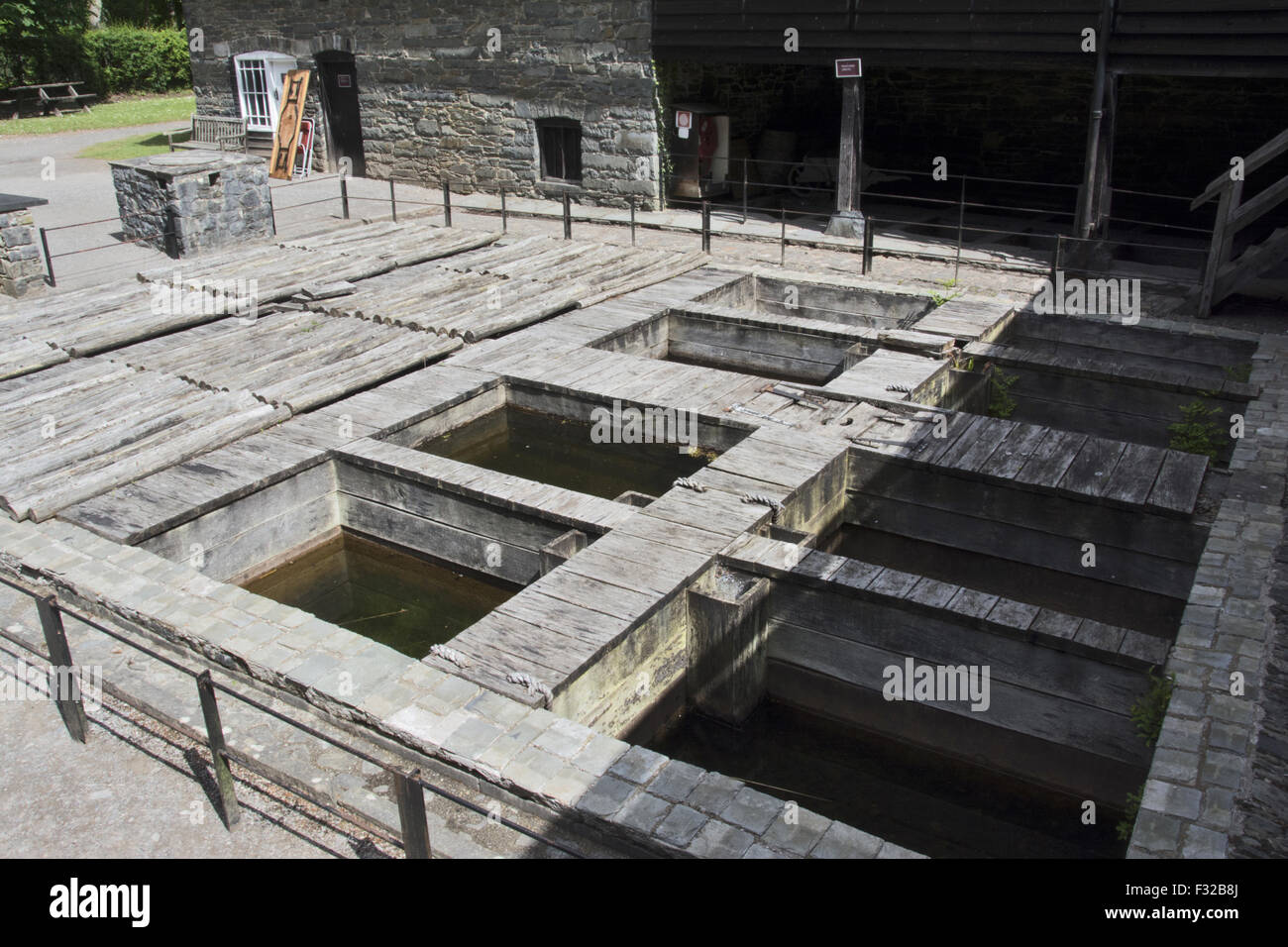 18th century tannery layer pits in open-air museum, Great Crested Newt ...