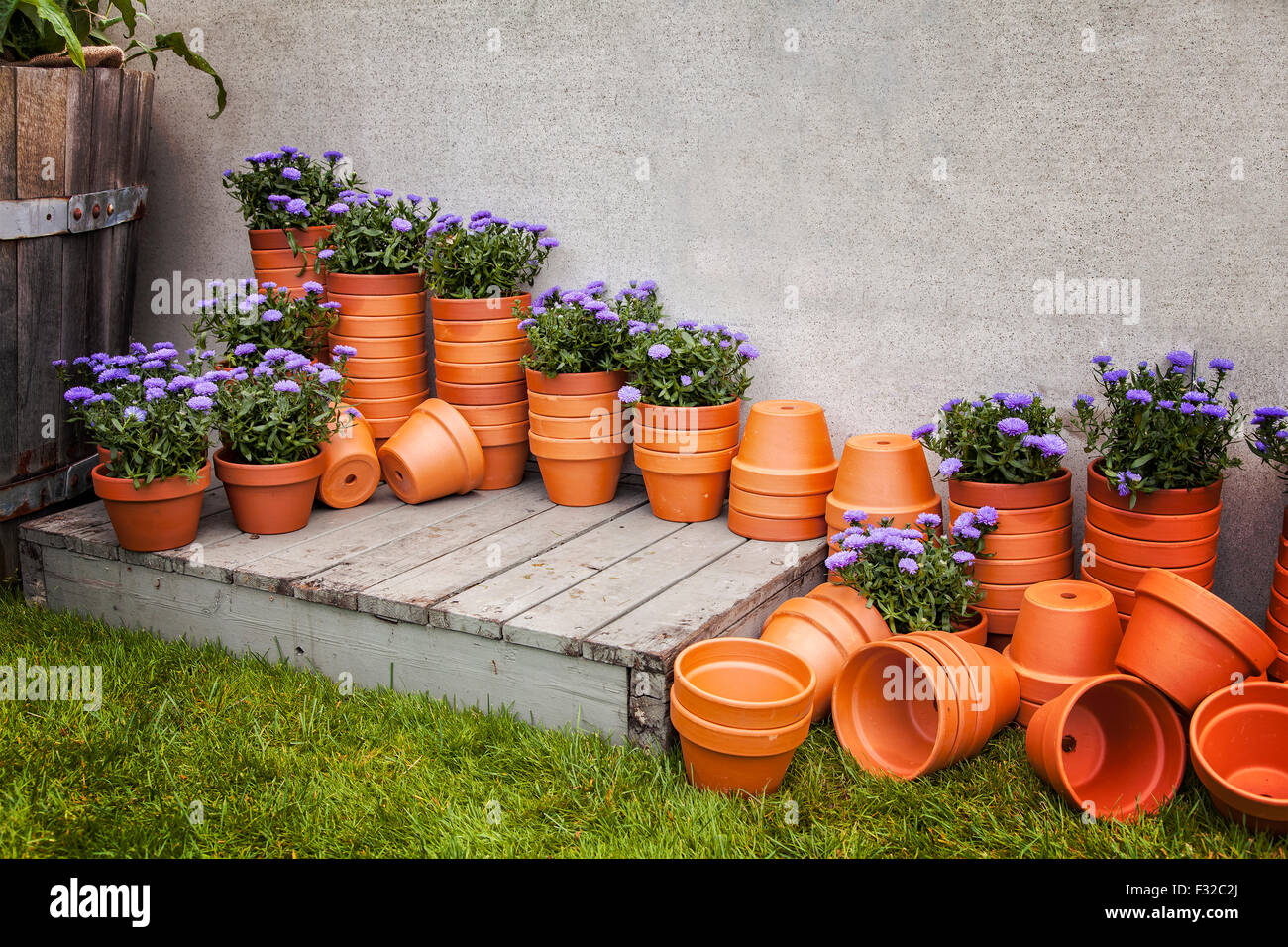 Image of lots of terracotta plant pots, at a garden center Stock Photo ...