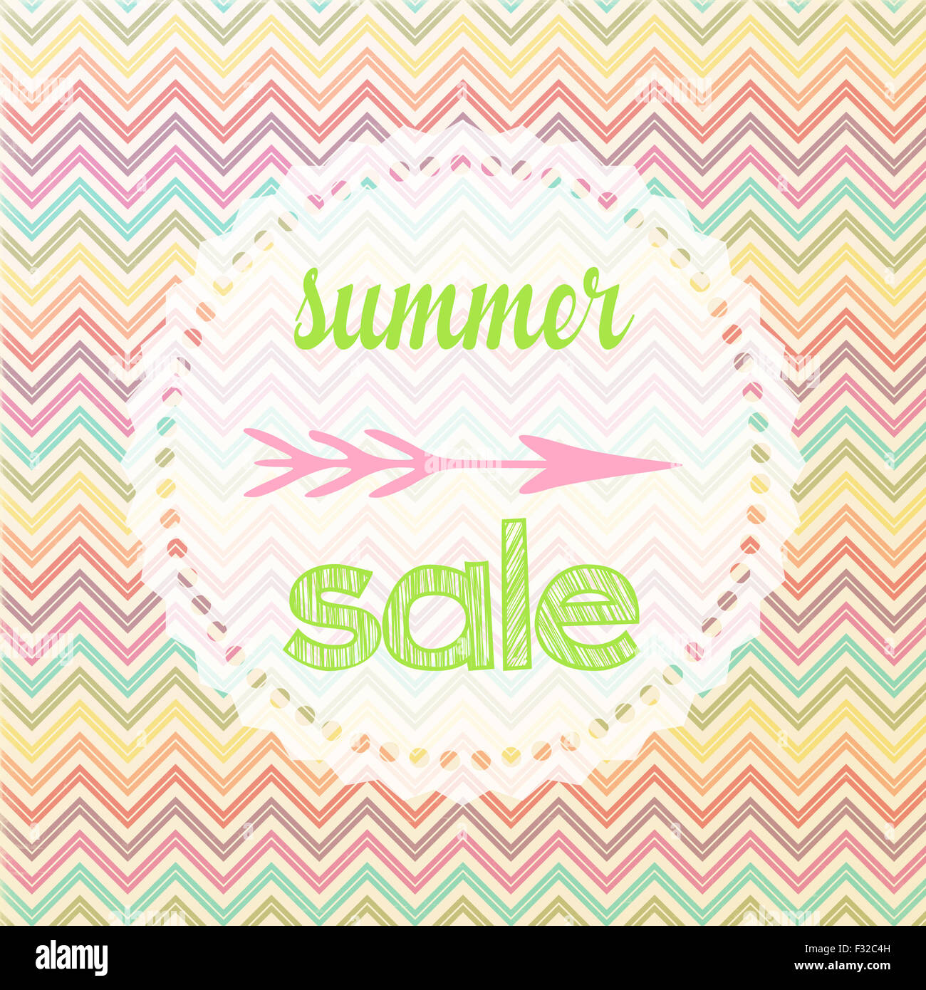 Illustration of a summer sale sign with chevron pattern Stock Photo - Alamy