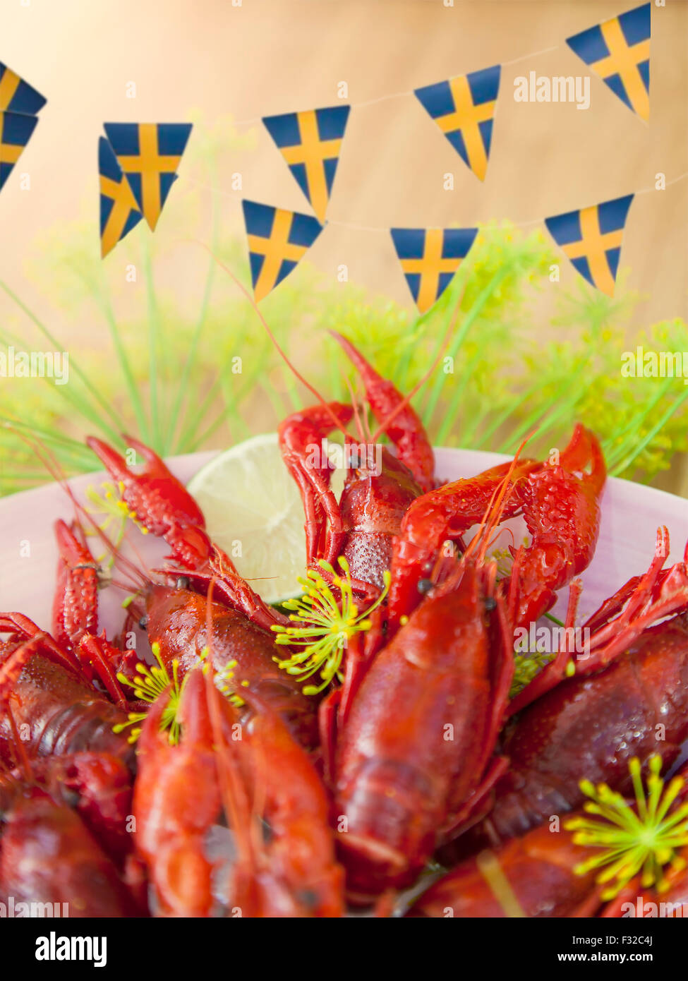 Image of a traditional swedish crayfish party Stock Photo - Alamy
