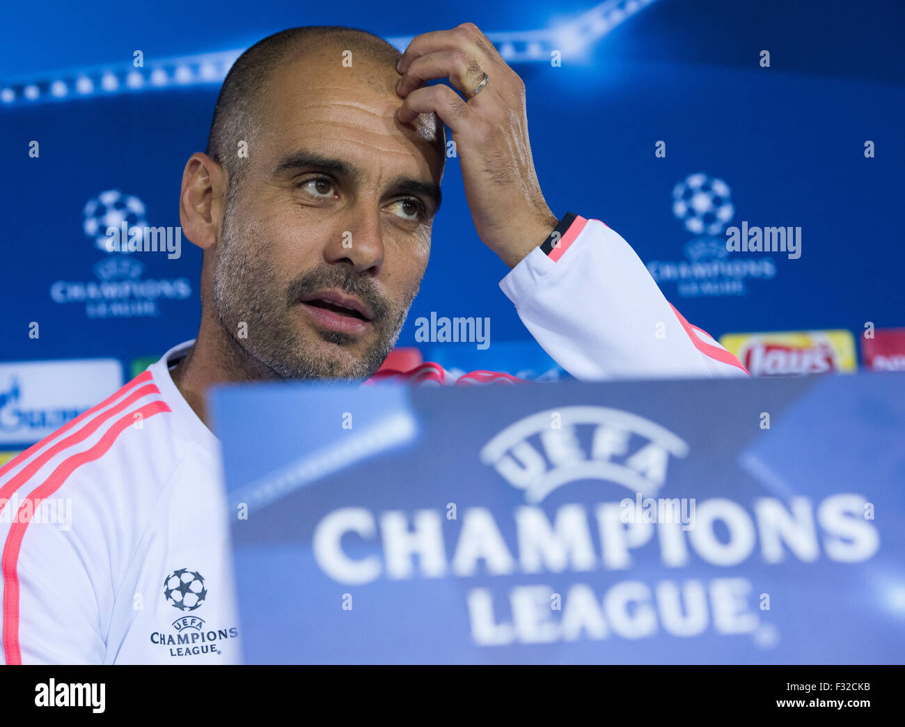 Munich, Germany. 28th Sep, 2015. FC Bayern Munich coach Pep Guardiola ...