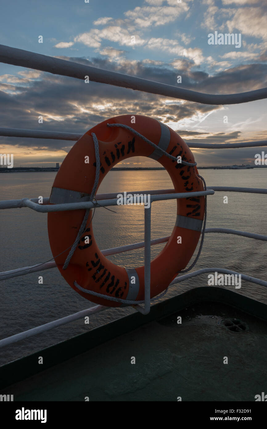 A lifebelt on the P&O Ferry, MV Pride of York crossing between Hull and ...