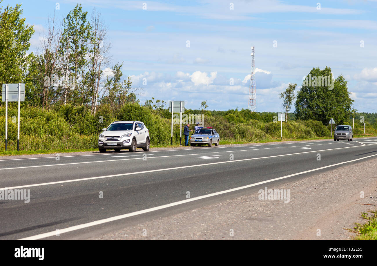 Russian patrol vehicle of the State Automobile Inspectorate on the ...