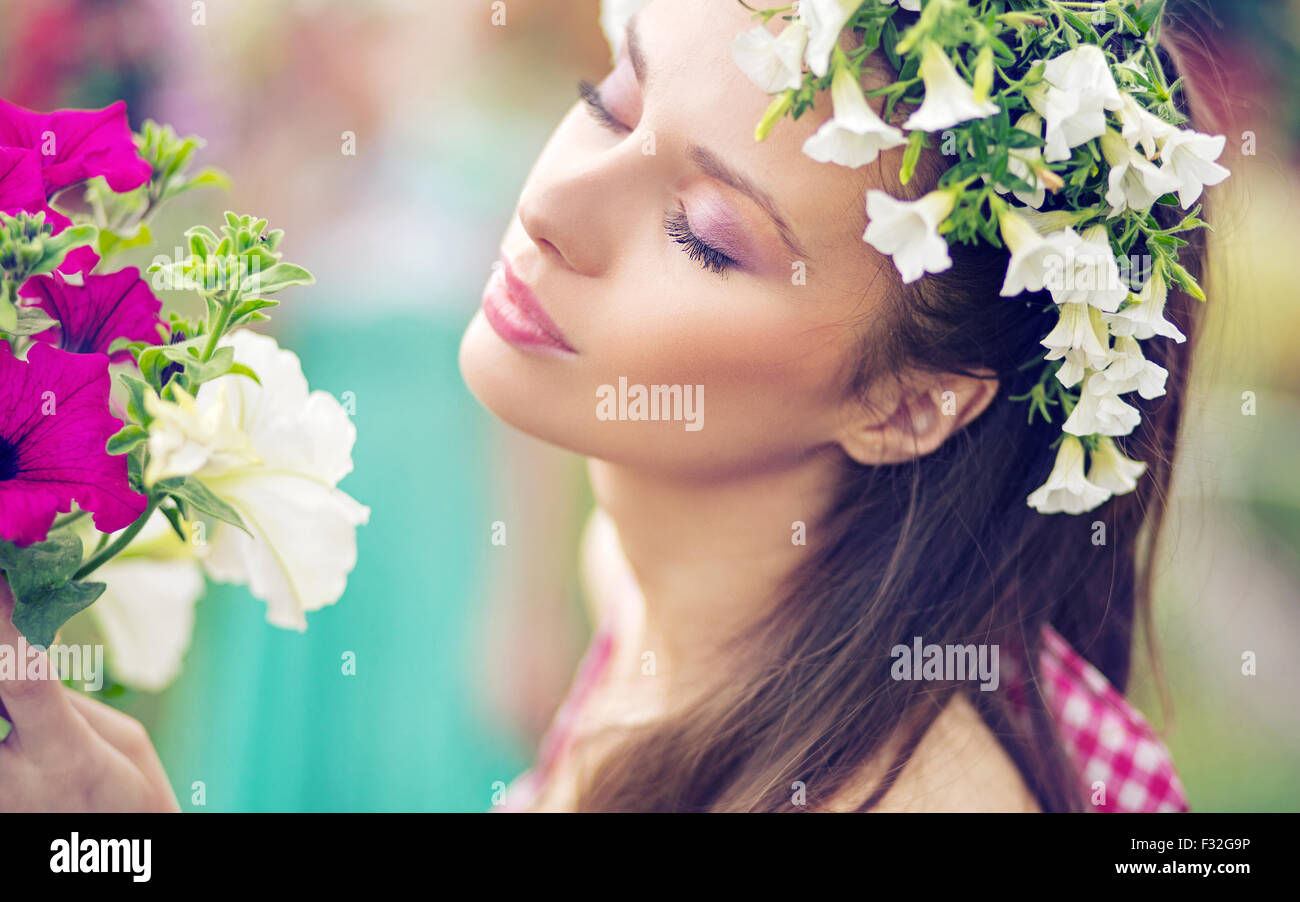 Portrait of the relaxing cheerful woman Stock Photo - Alamy