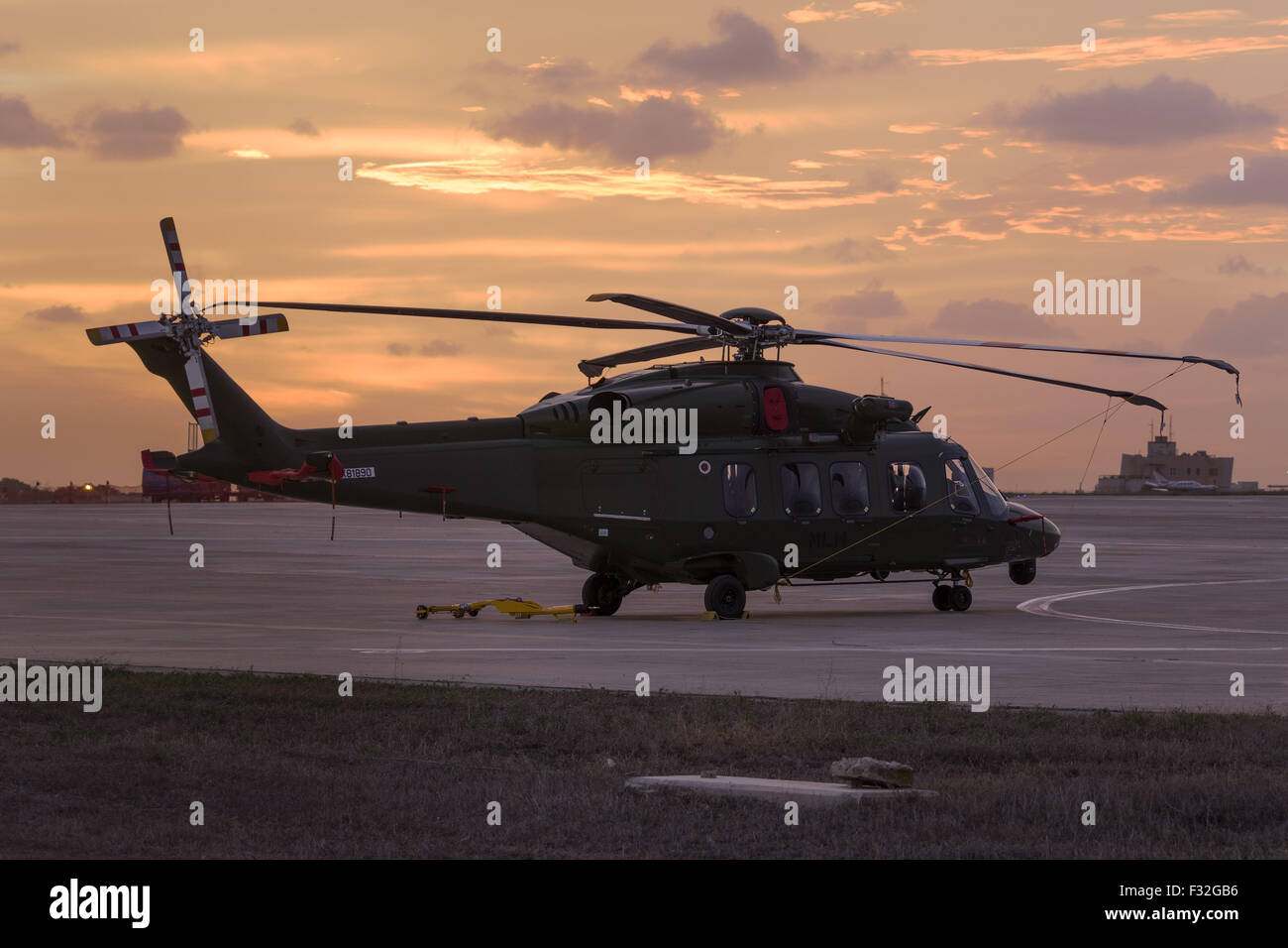 Italian Agusta Westland AW-189 parked in apron 4, ready for the airshow ...