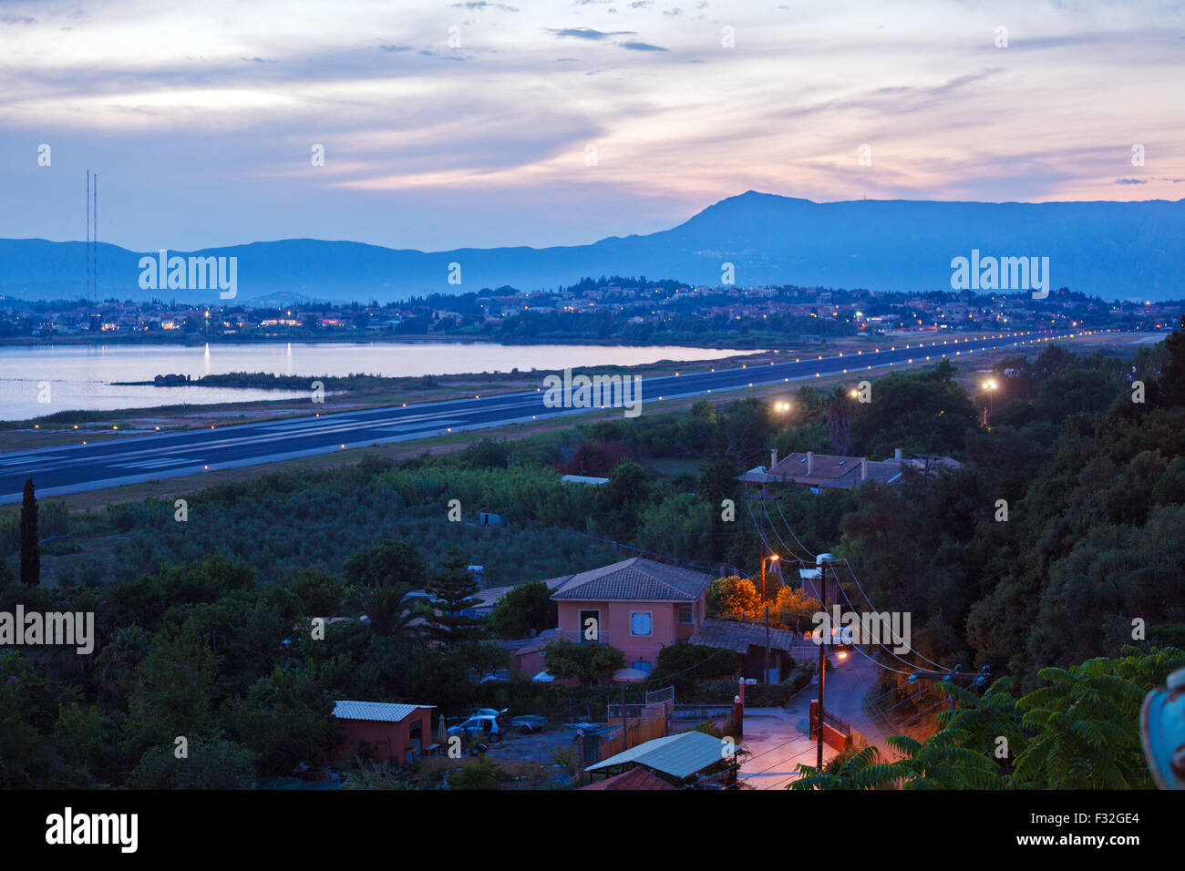 Runway of Corfu Airport at Evening, Greece Stock Photo - Alamy