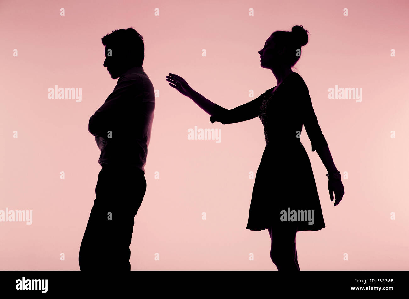 Lady trying to apologize her boyfriend Stock Photo - Alamy