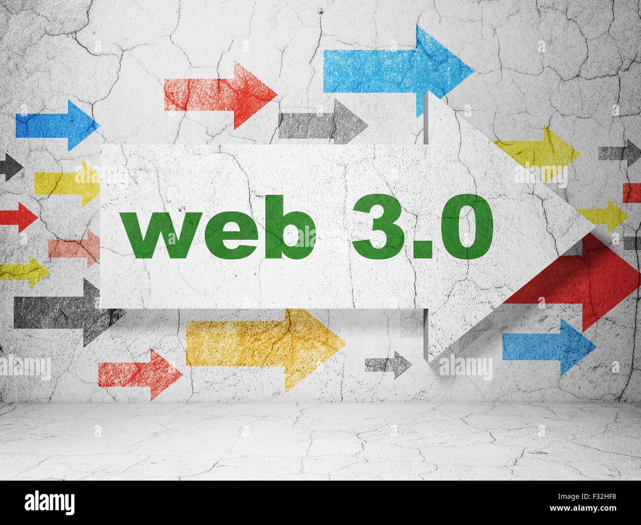 Web development concept: arrow with Web 3.0 on grunge wall background ...
