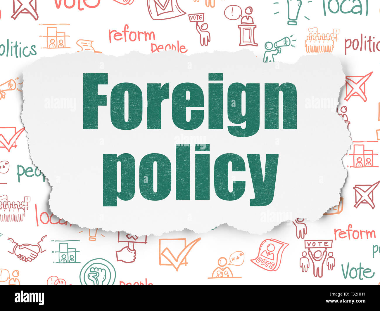 Political concept: Foreign Policy on Torn Paper background Stock Photo ...