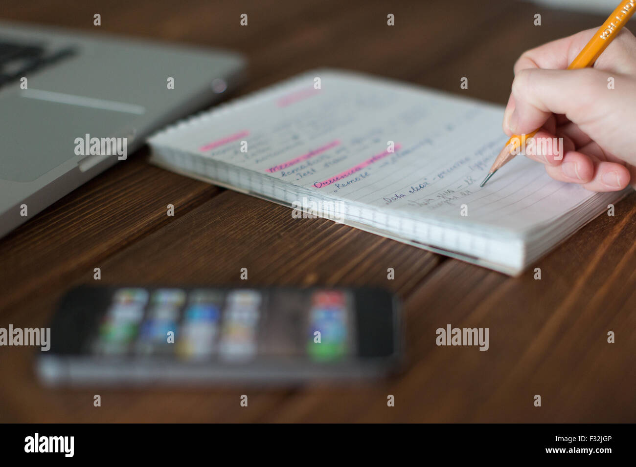 Female hand writes note hi-res stock photography and images - Alamy