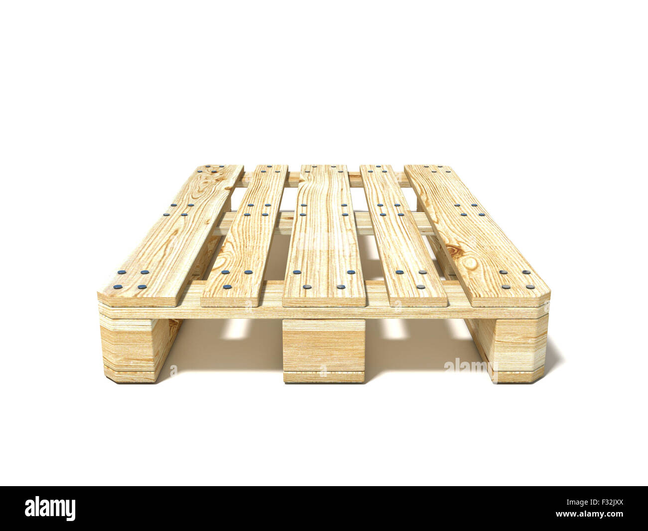 Euro pallet. Front view. 3D render illustration isolated on white ...