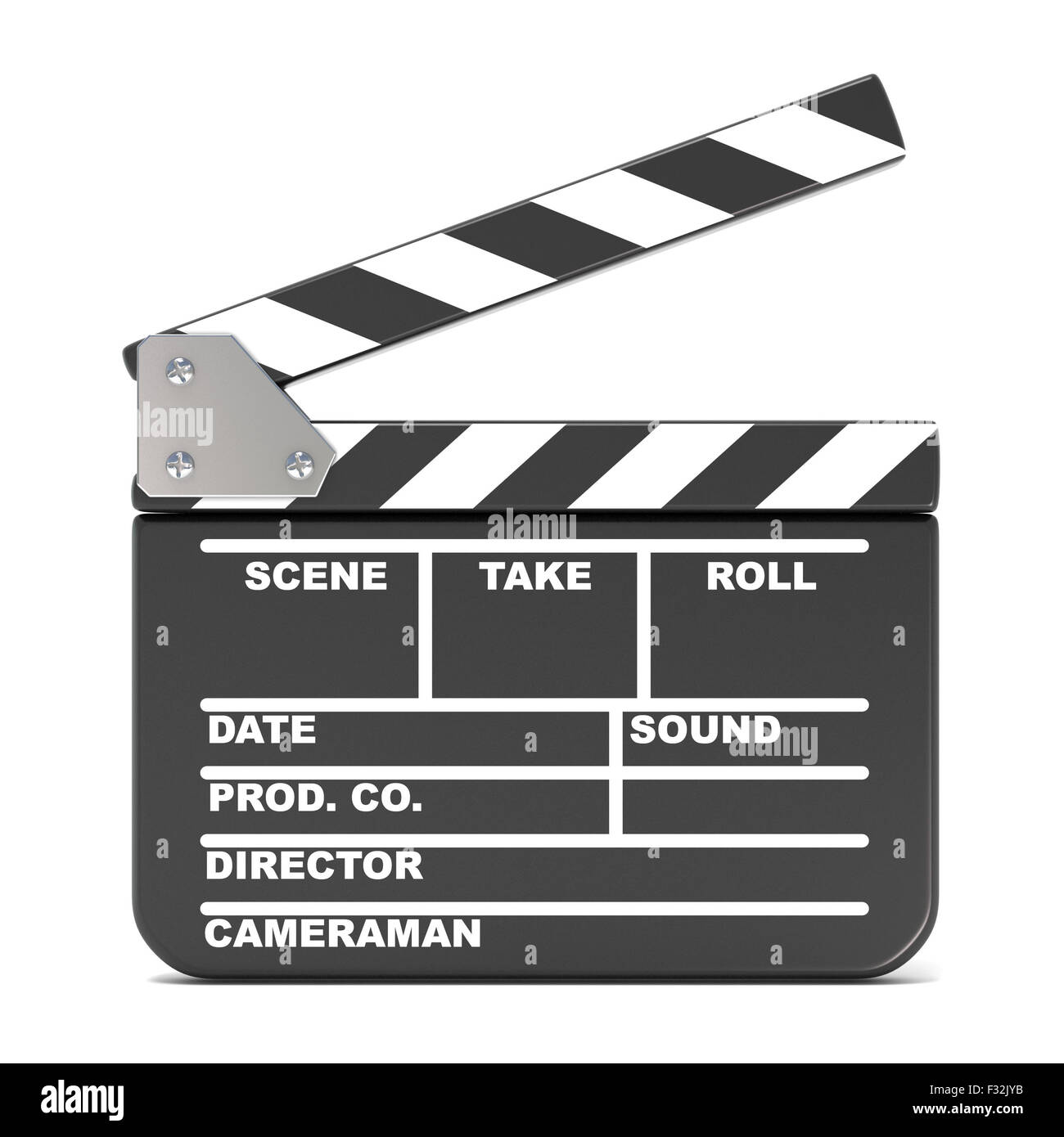 Movie clapperboard, opened. 3D render illustration isolated on white ...