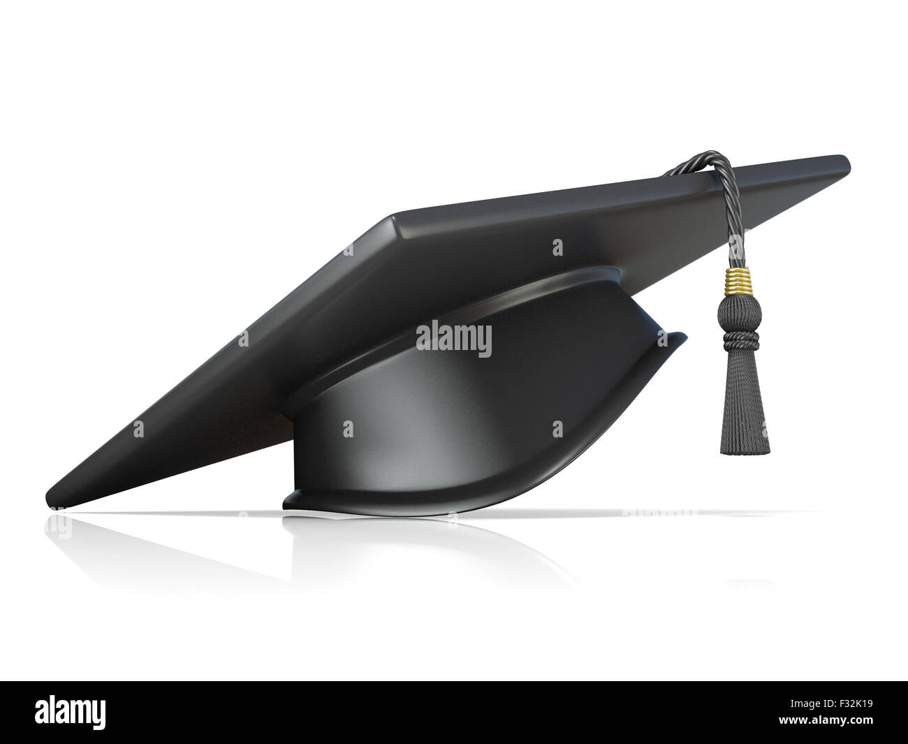 Graduation cap, front view. 3D render illustration isolated on white ...