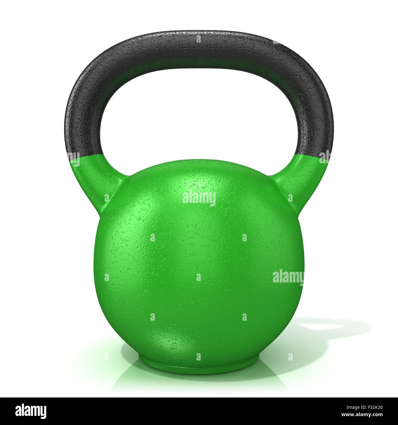 Green kettle bell weight, isolated on a white background. 3D render ...