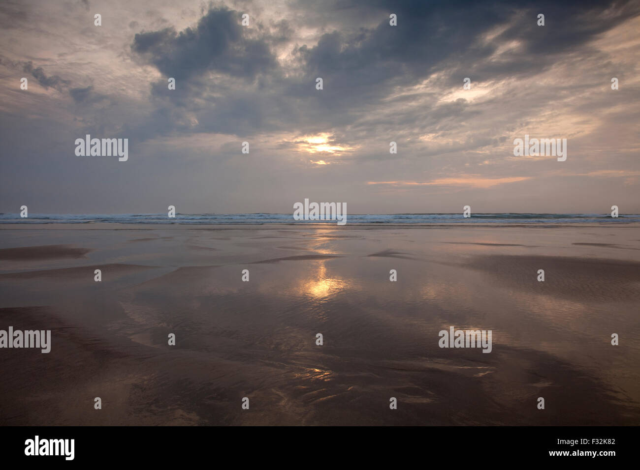 Coastal sunset, Perranporth, Cornwall, UK Stock Photo - Alamy