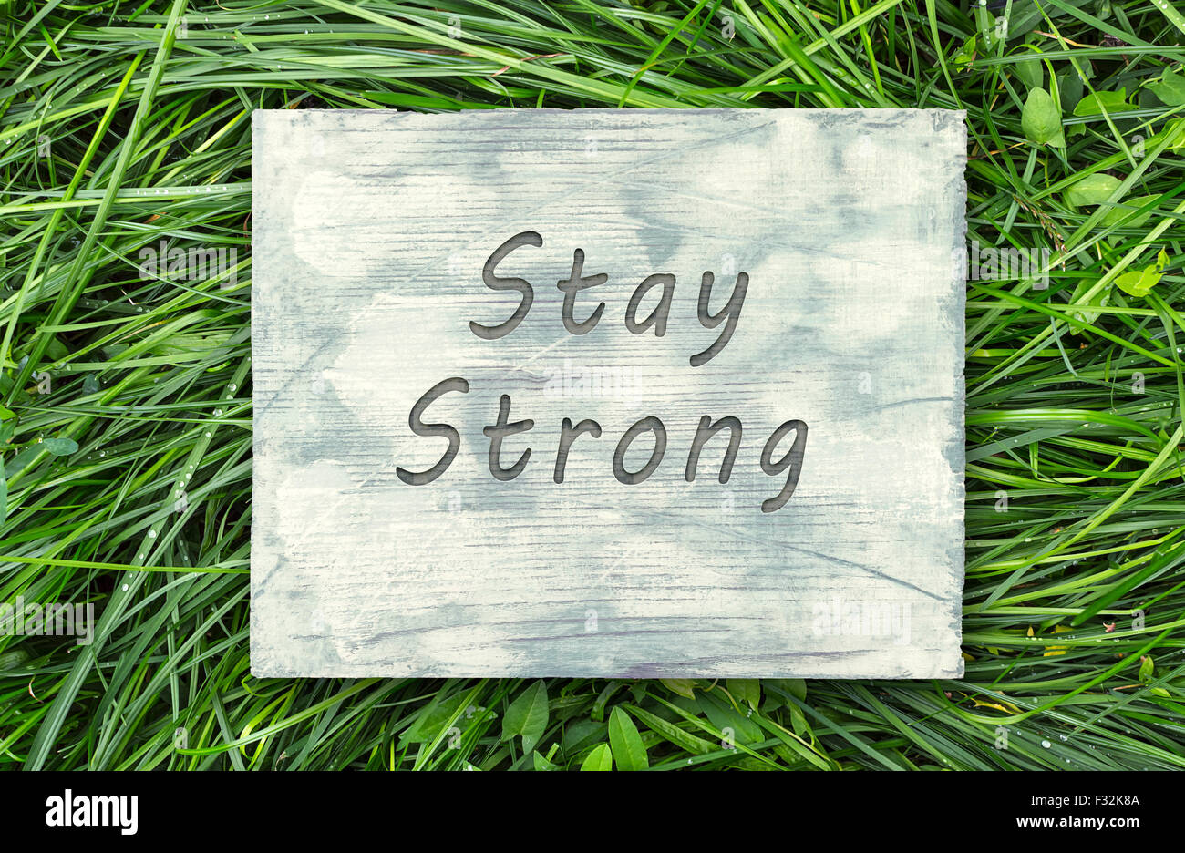 Vintage hipster motivational phrase note, Stay Strong sign Stock Photo ...