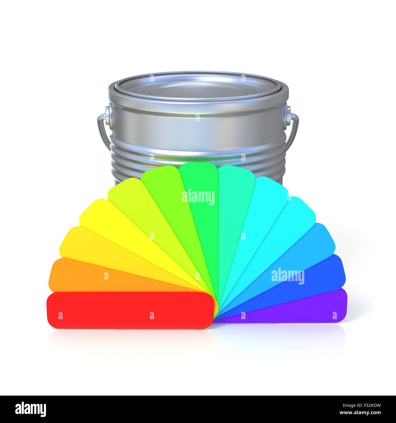 Colors guide reflection on a can. 3D render illustration isolated on ...