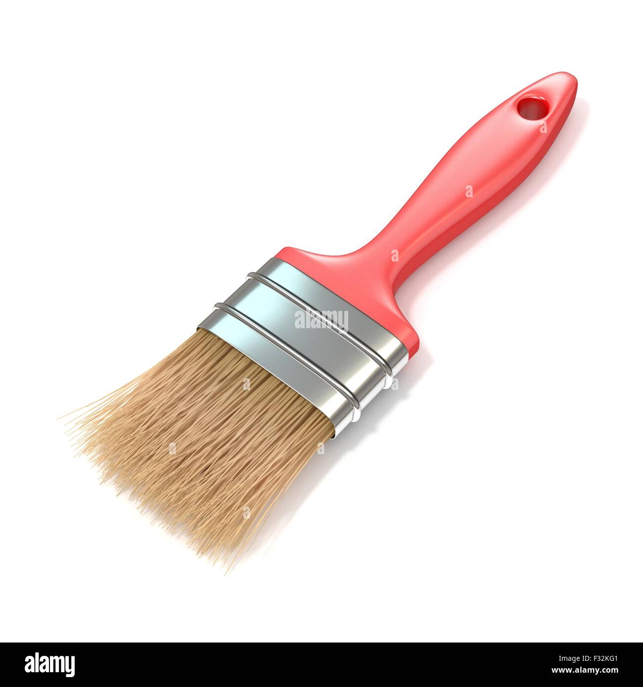 Red paintbrush, front view. 3D render illustration isolated on white ...