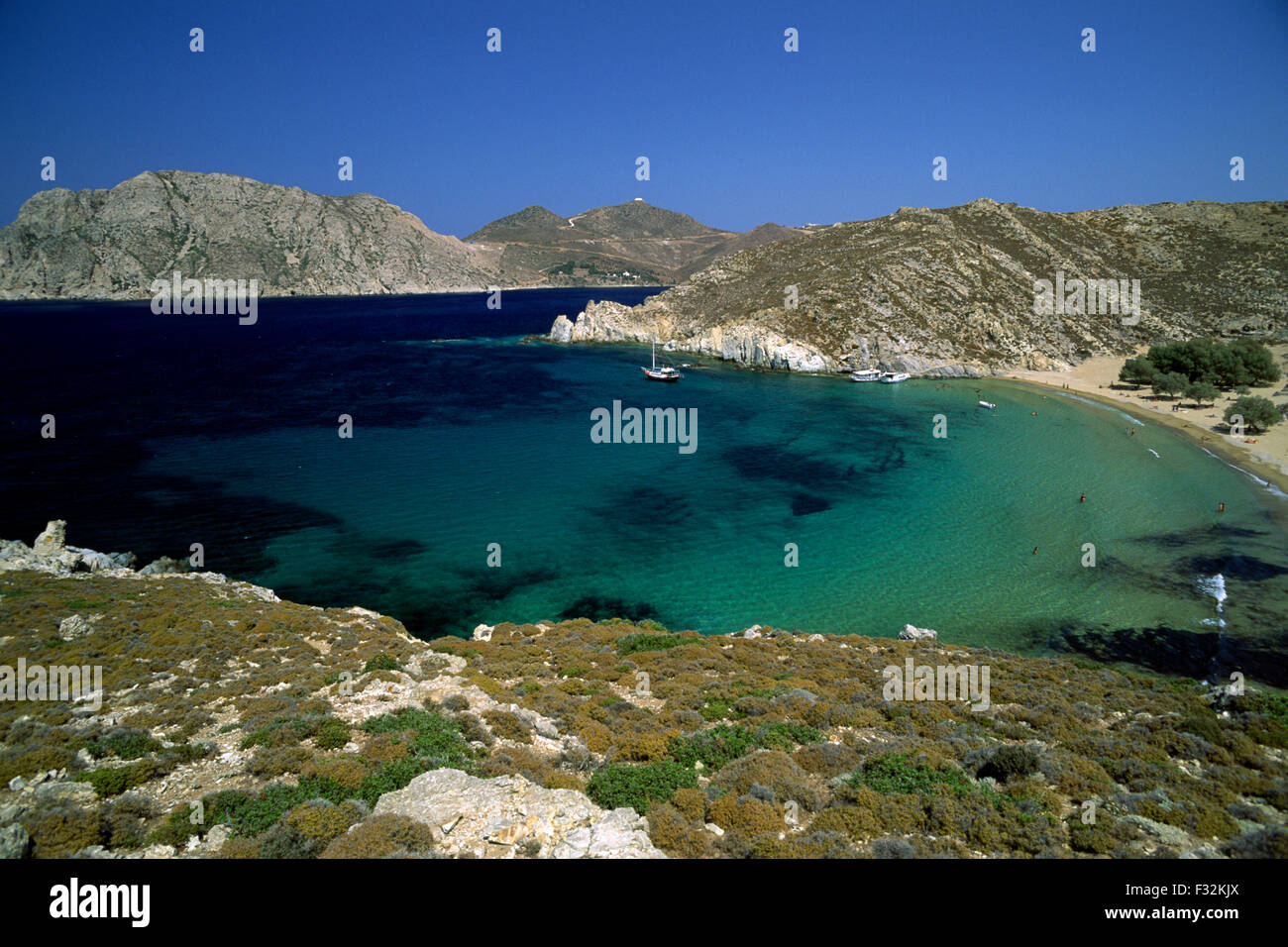 greece, dodecanese islands, patmos, psili ammos beach Stock Photo - Alamy