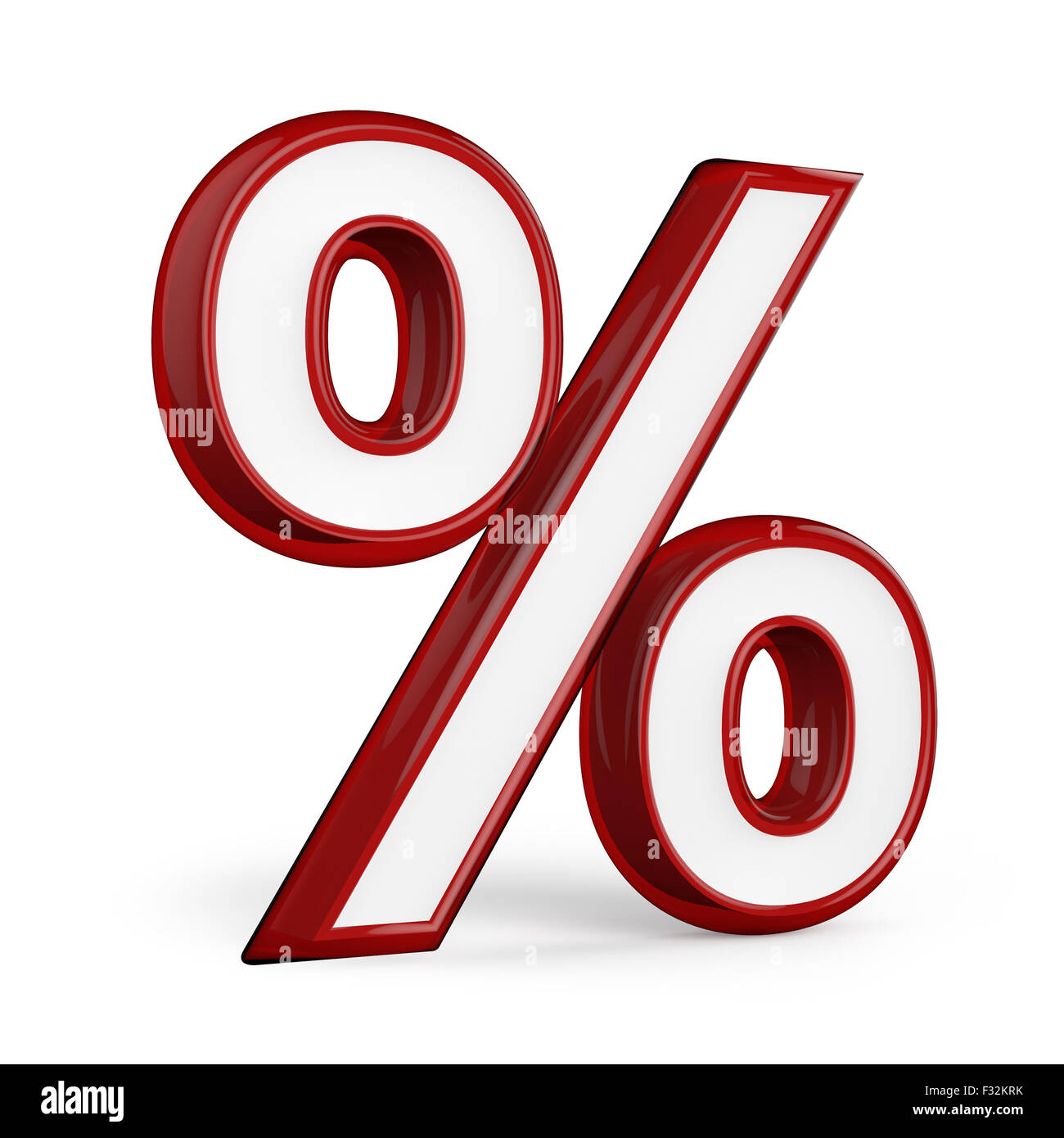 Red percentage sign. 3D render illustration isolated on white ...
