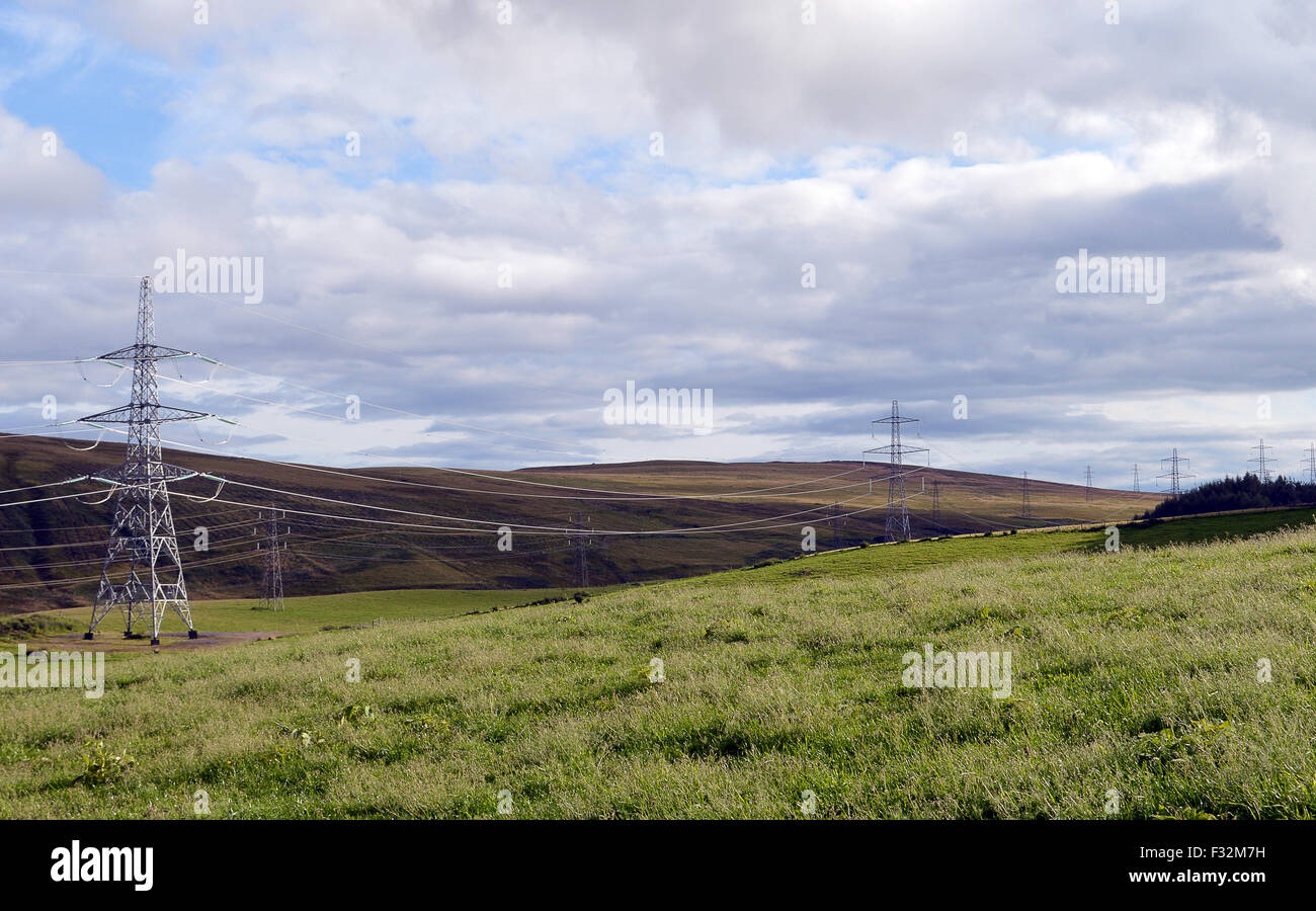 Electricity pylons from the Beauly to Denny powerline run through the ...