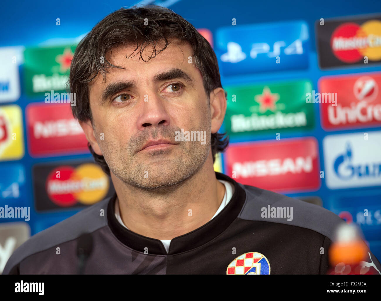 Munich, Germany. 28th Sep, 2015. Dinamo Zagreb coach Zoran Mamic ...