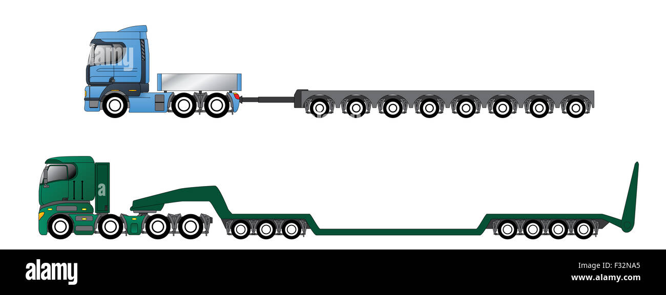 Trucks with oversize and overweight hauling trailers Stock Photo - Alamy