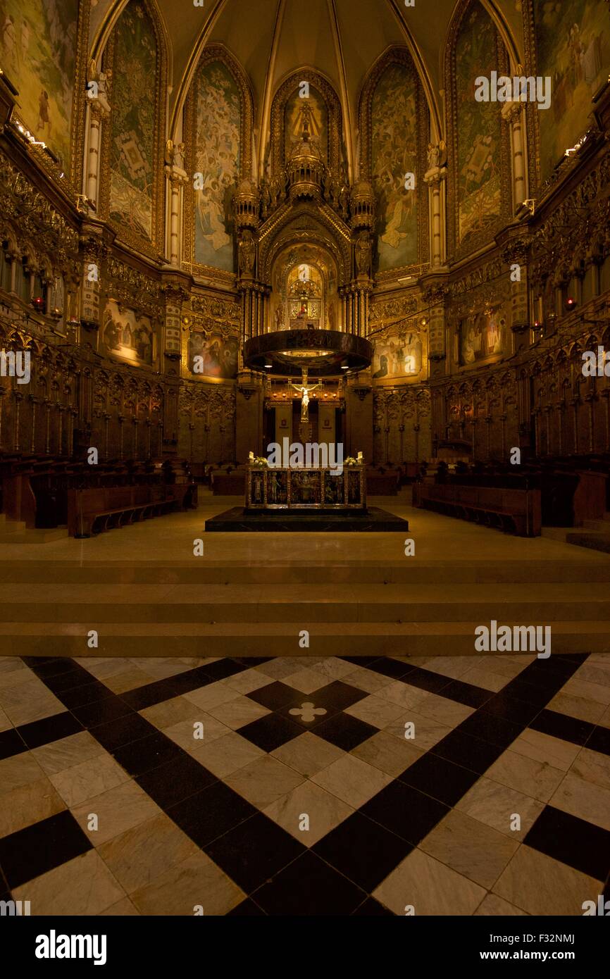 A colour image of the alter at the Montserrat abbey Stock Photo - Alamy
